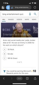 Bing Entertainment Quiz: Get 10 Microsoft Reward Points - Daily Contributor